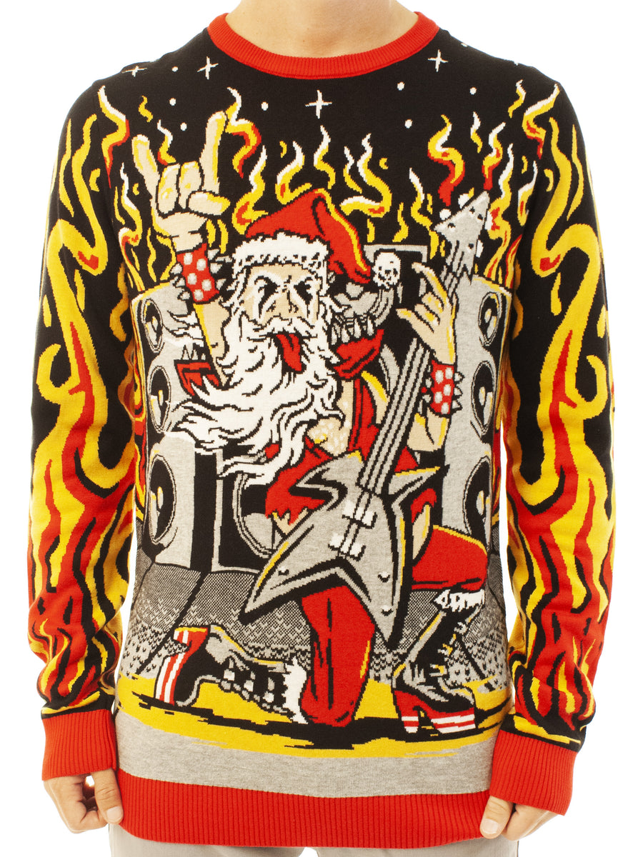 Ugly Christmas Party Unisex Ugly Christmas Sweater Heavy Metal Santa ...